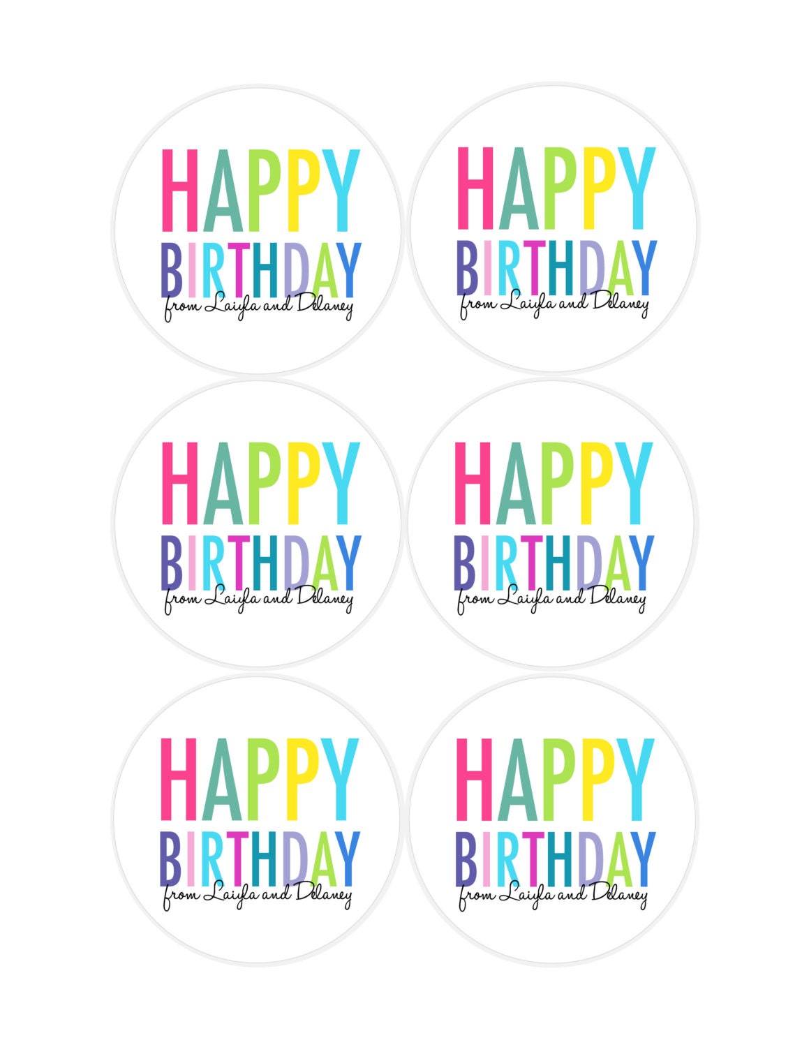 Happy Birthday Stickers, Kids Birthday Party Stickers, Large, Modern ...