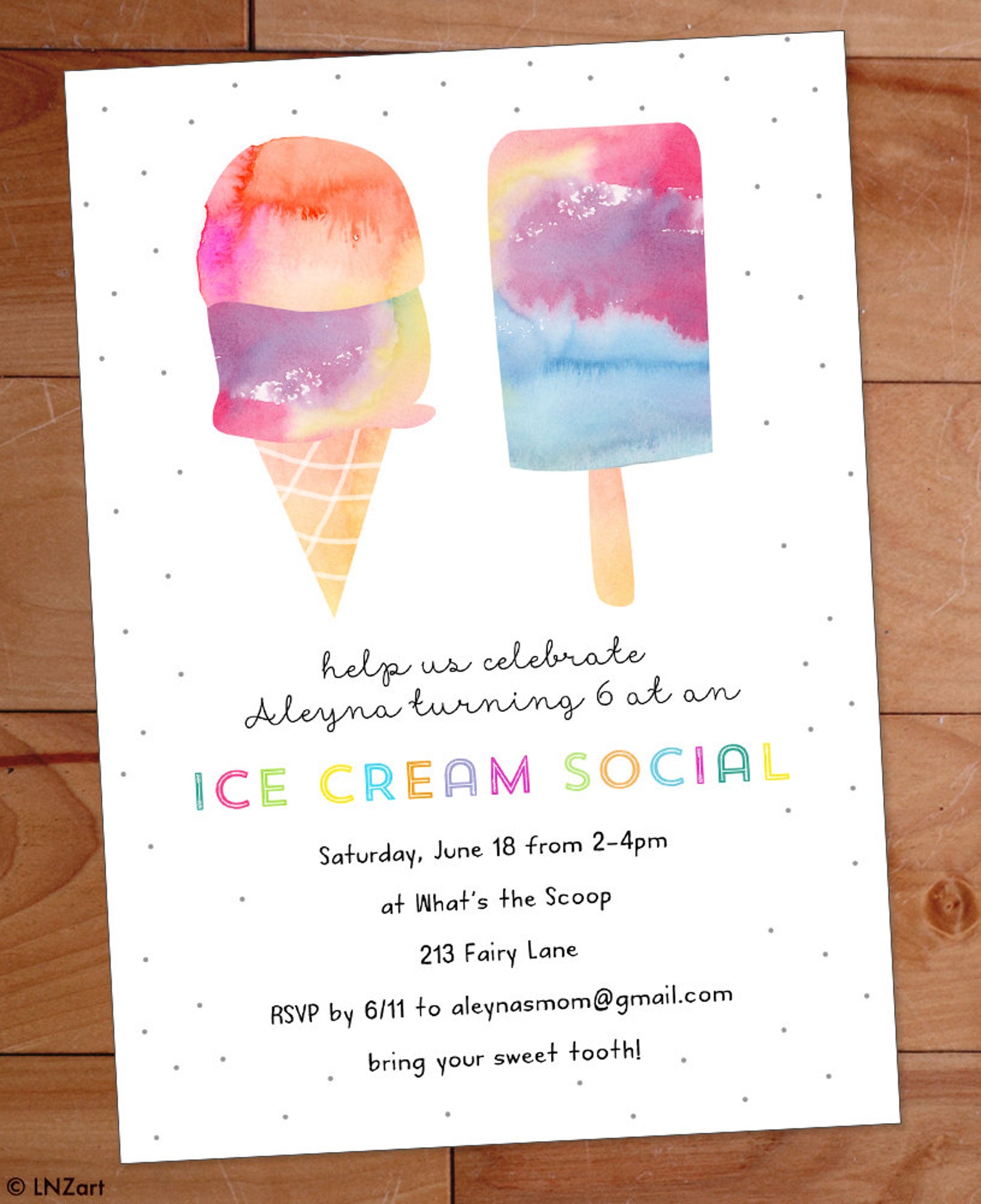 Ice Cream Party Invitation Ice Cream Birthday Party Invite | Etsy
