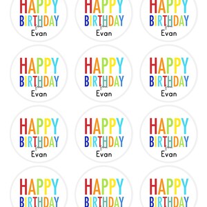 Personalized Happy Birthday Stickers, 2.5 Inch, Gift, Rainbow Stickers ...