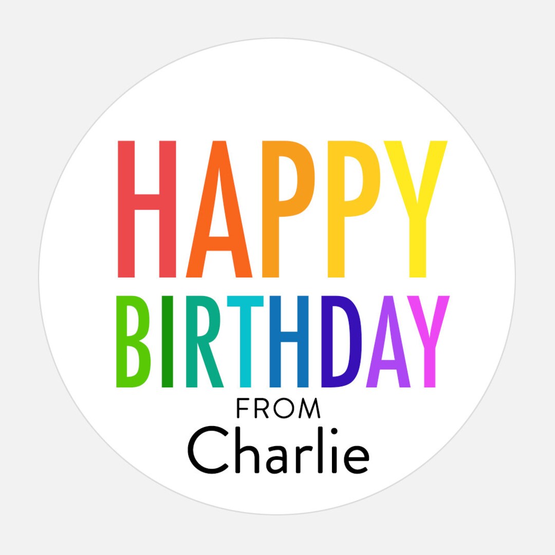 Happy Birthday Stickers, Rainbow Order, Kids Birthday Party Stickers ...