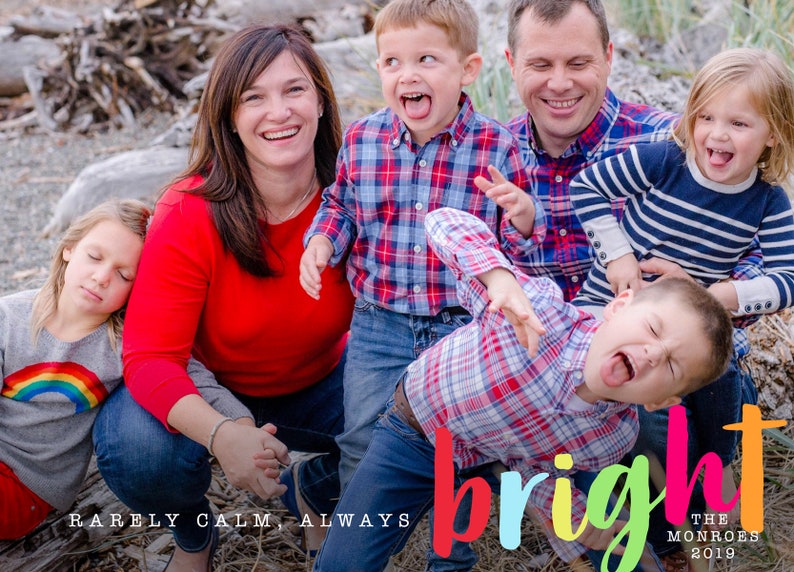 Rarely Calm Always Bright Holiday Photo Card Photo Christmas - Etsy
