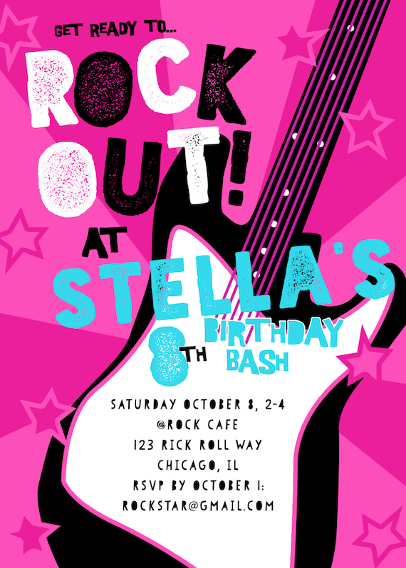 Invitación De Estrellas De Rock Para Imprimir Invitación Digital