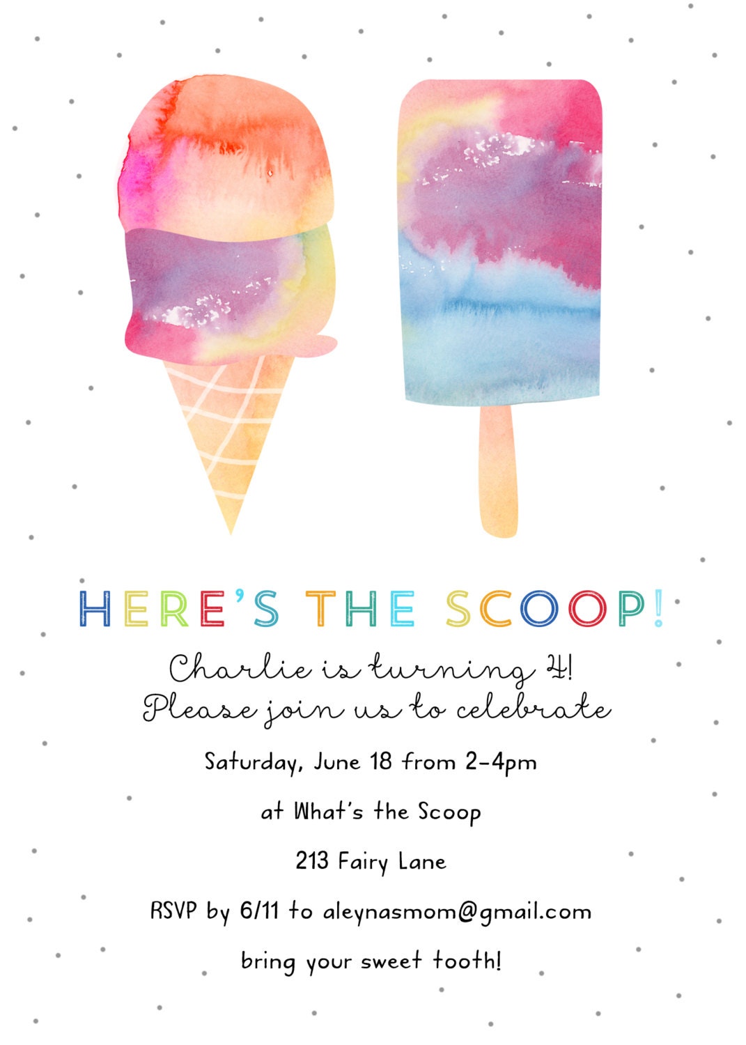 Ice Cream Party Invitation Ice Cream Birthday Party Invite | Etsy