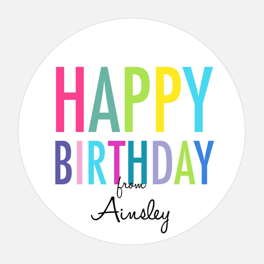 Happy Birthday Stickers, Kids Birthday Party Stickers, Large, Modern ...