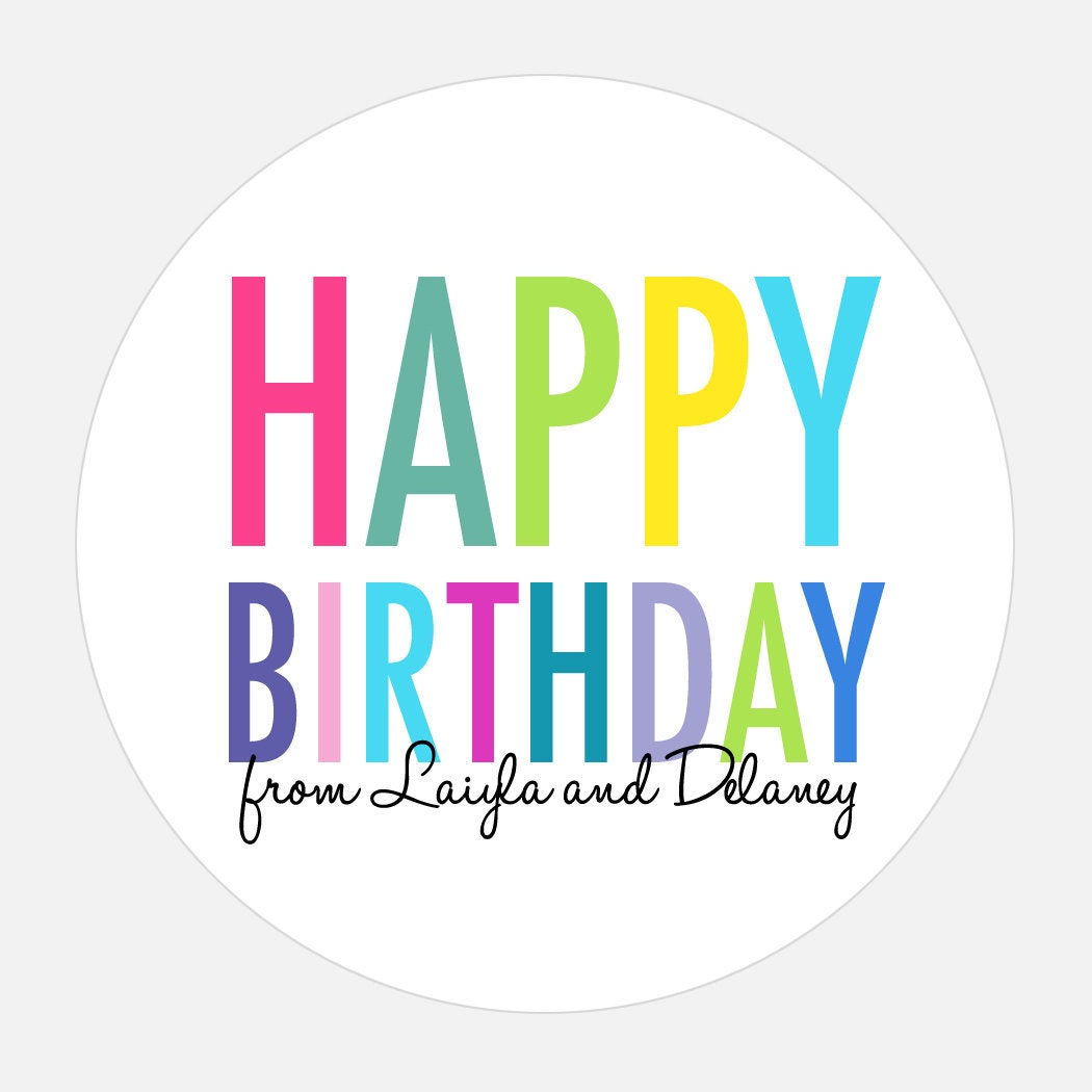Personalized Happy Birthday Stickers, Rainbow Stickers, Gift Tags, Girl ...