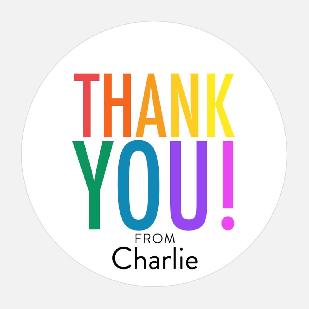 Personalized Thank You Stickers, Rainbow Order, Party, Birthday ...