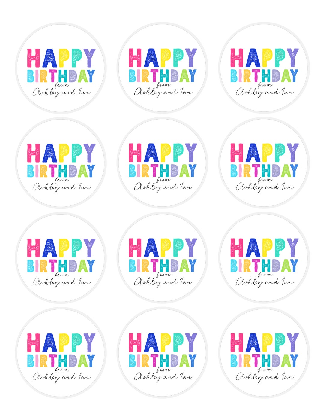 Personalized Happy Birthday Stickers, 2.5 Inch, Gift, Rainbow Stickers ...