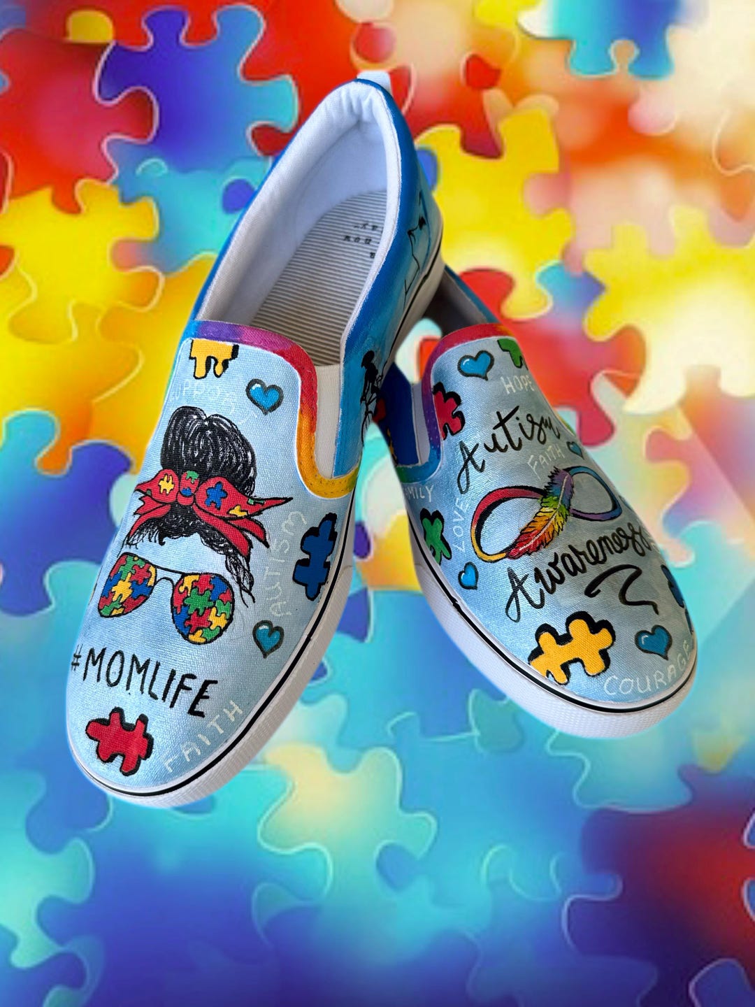 Autism Awareness Shoes. Custom and Made to Order- Slip-on Style ...