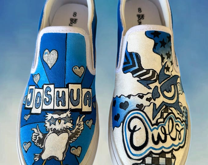 School Spirit Shoes! Hand Painted, Custom Kicks. Shoes Made to Order- Slip-on Style Sneakers ...
