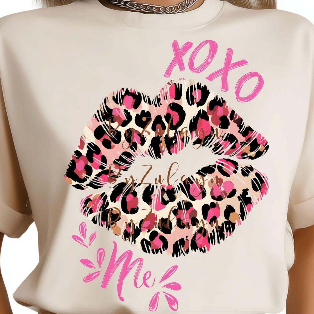 XO Me Leopard Lips Valentine T-shirt Design | Trendy Love Graphic PNG ...