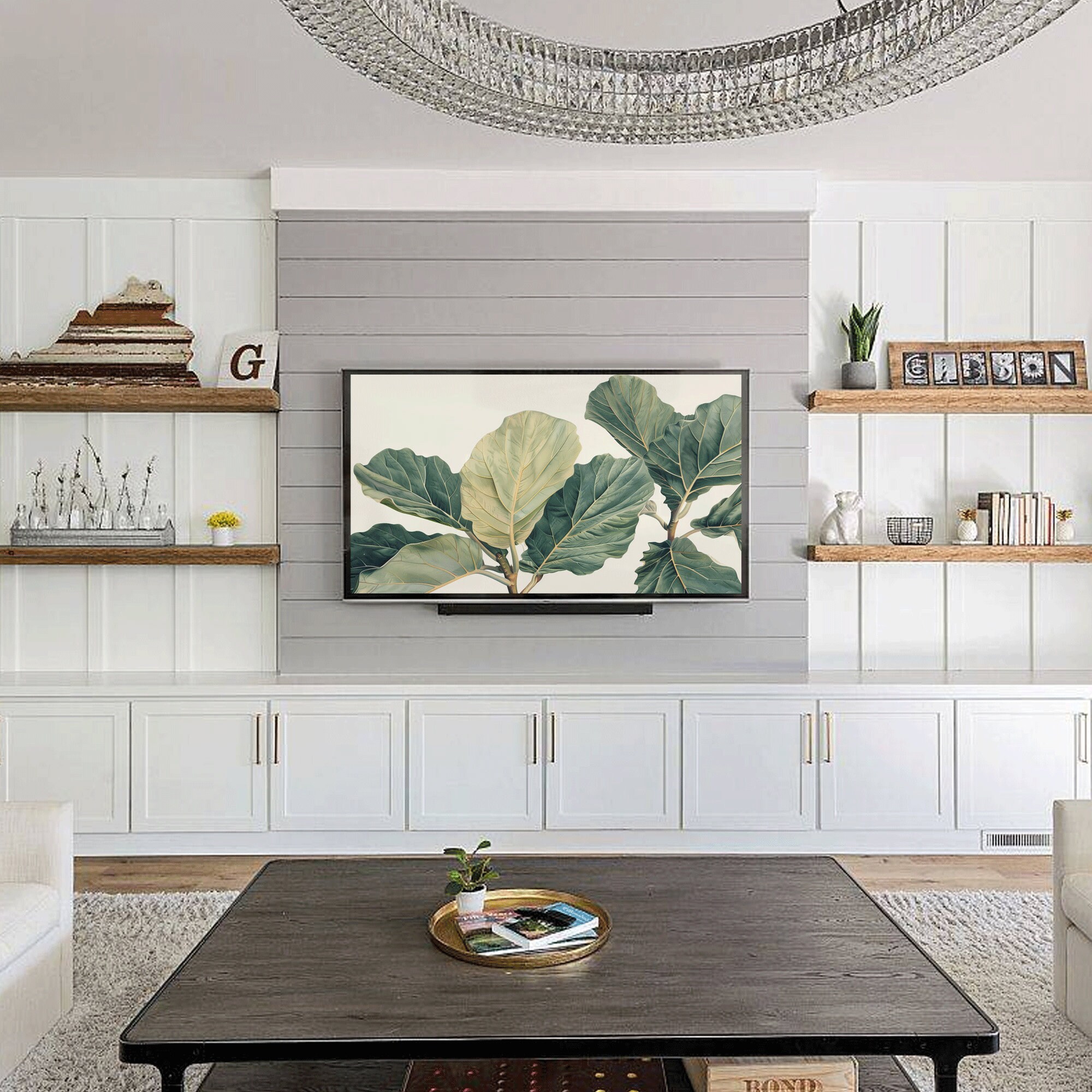 Fig Leaf Botanical TV Frame Art - Digital Download - Etsy