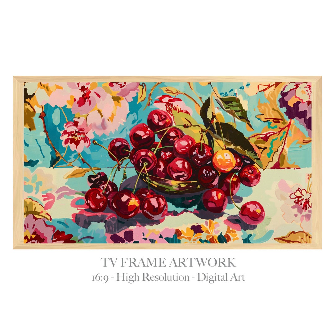 Cherry TV Artwork for Tv Frame Art Deco Artwork for Tv Fruit TV Art for ...