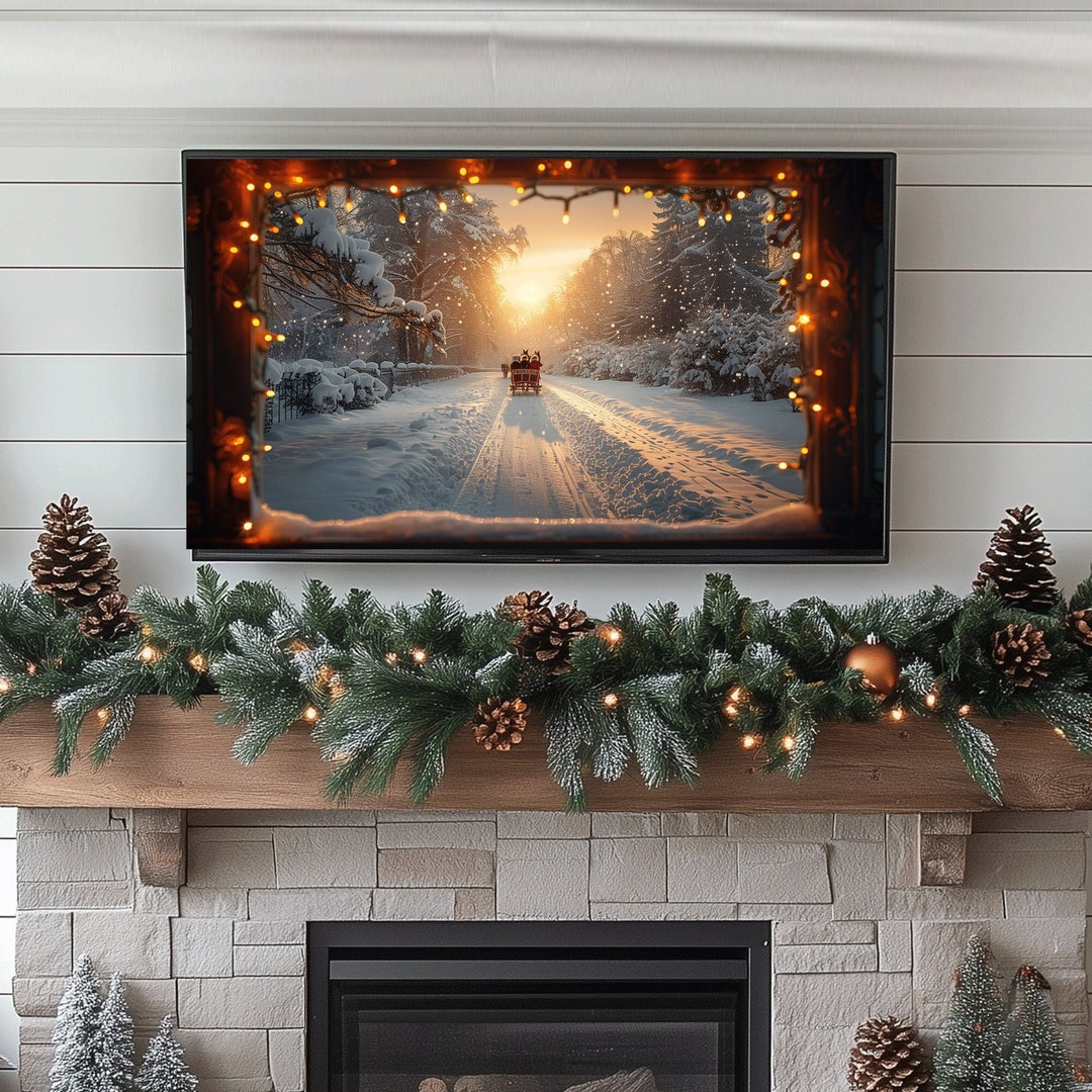 Holiday TV Frame Artwork, Sleigh Ride TV Art. Christmas Tv Art, Samsung ...