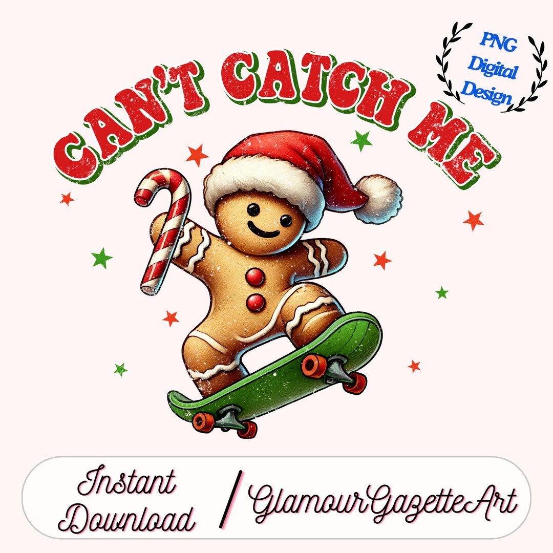 Can't Catch Me Gingerbread Png, Gingerbread PNG, Skater Gingerbread PNG ...