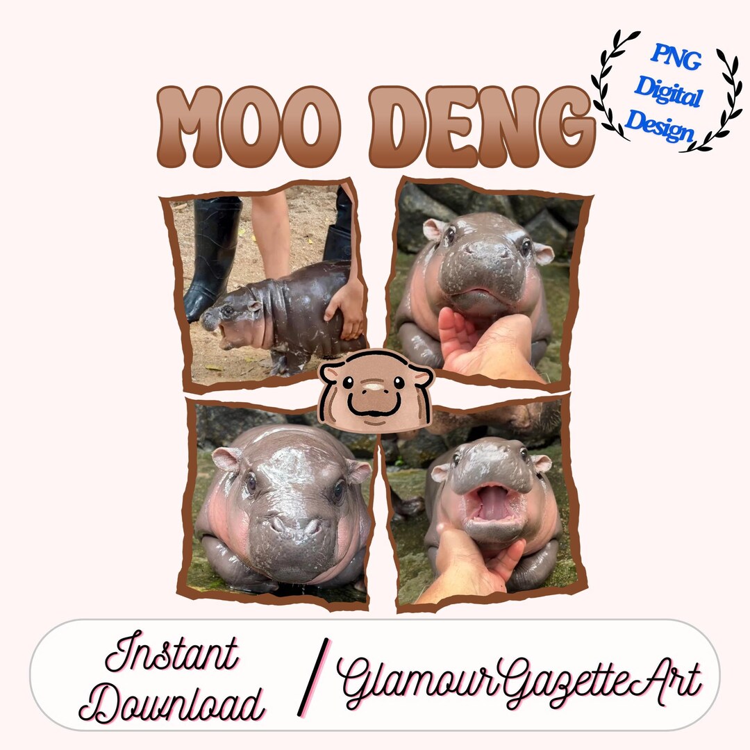 Moo Deng Bootleg PNG, Digital Download, Baby Hippo Png, Moo Deng PNG ...