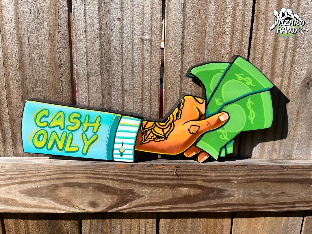 Handpainted "cash Only" Tattoo Shop Sign Decor - Etsy