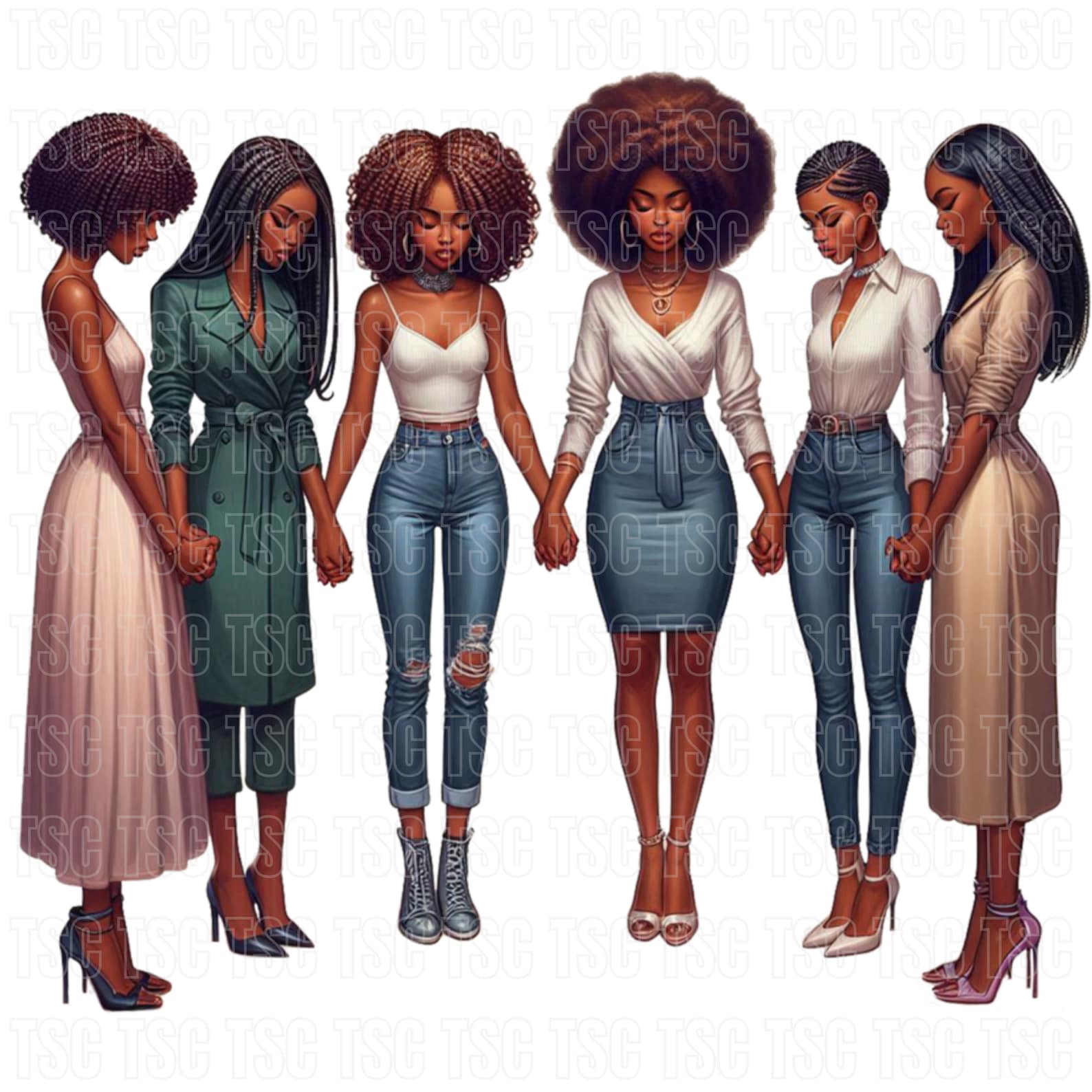 Praying Black Women Clipart, Black Woman Praying Clipart, Church Lady Clipart, Christian Women ...