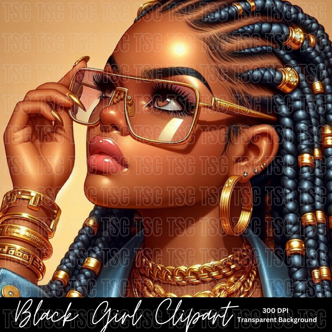 Black Girl Clipart, Afro Woman Wall Art, Fashion Girl Clipart, Self ...