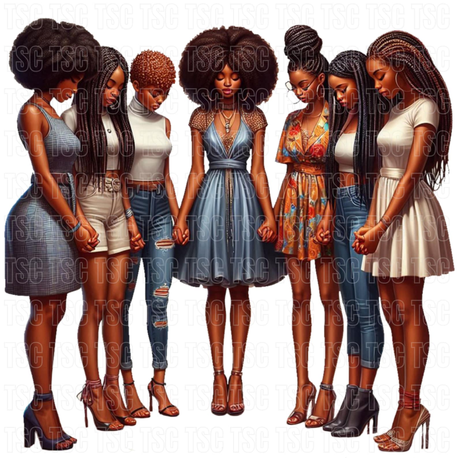 Praying Black Women Clipart, Black Woman Praying Clipart, Church Lady Clipart, Christian Women ...