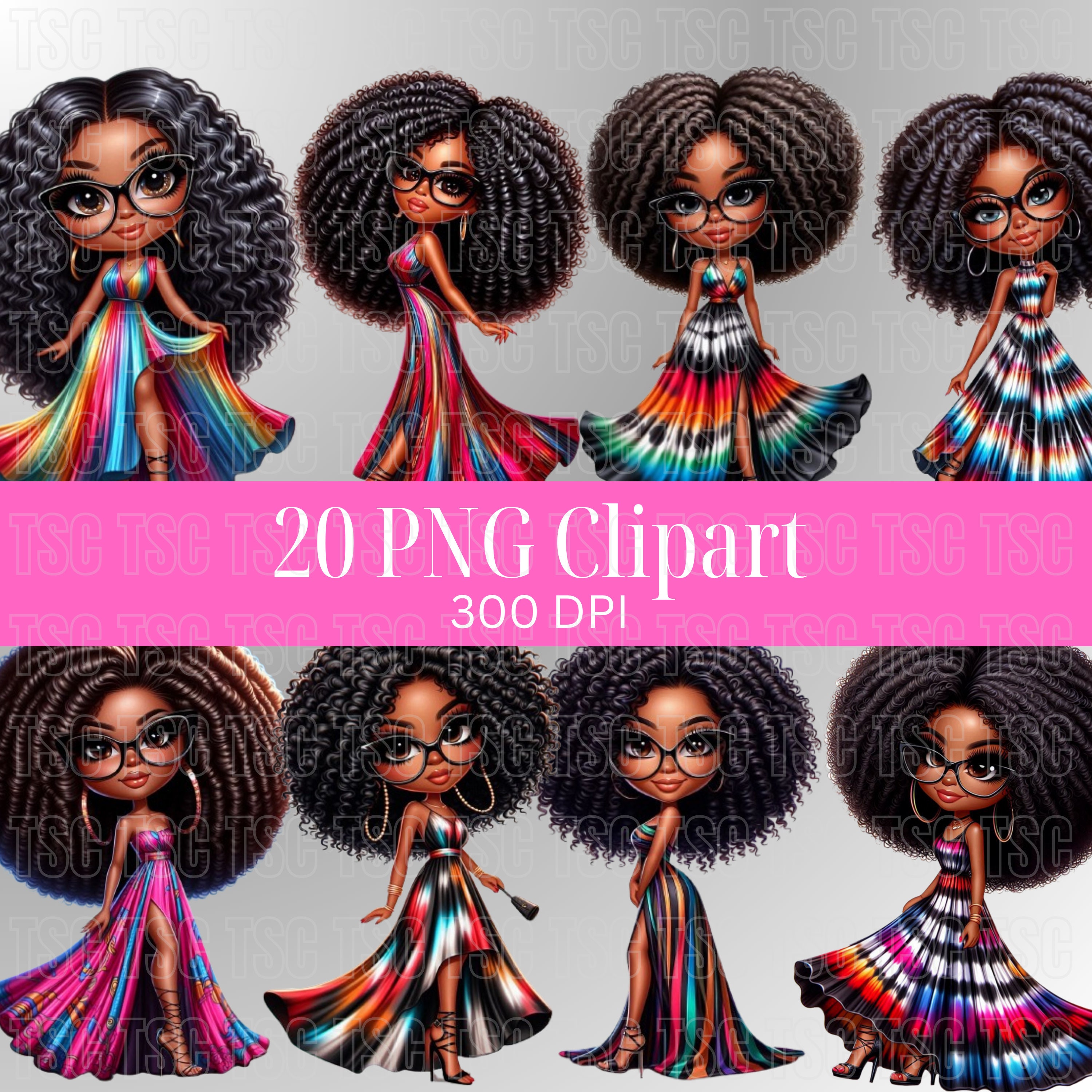 Maxi Dress Clipart, Fashion Girl Clipart, Black Girl Clipart, Boss Lady ...