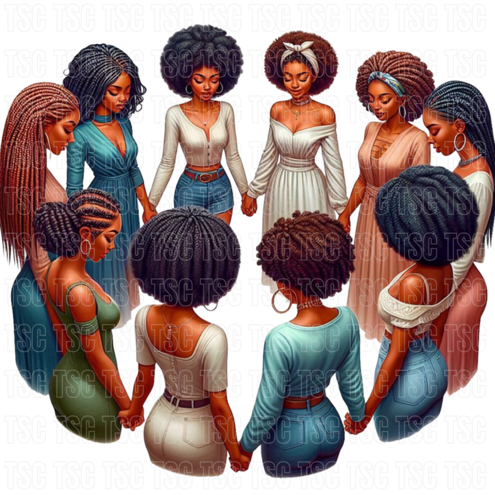 Praying Black Women Clipart, Black Woman Praying Clipart, Church Lady Clipart, Christian Women ...