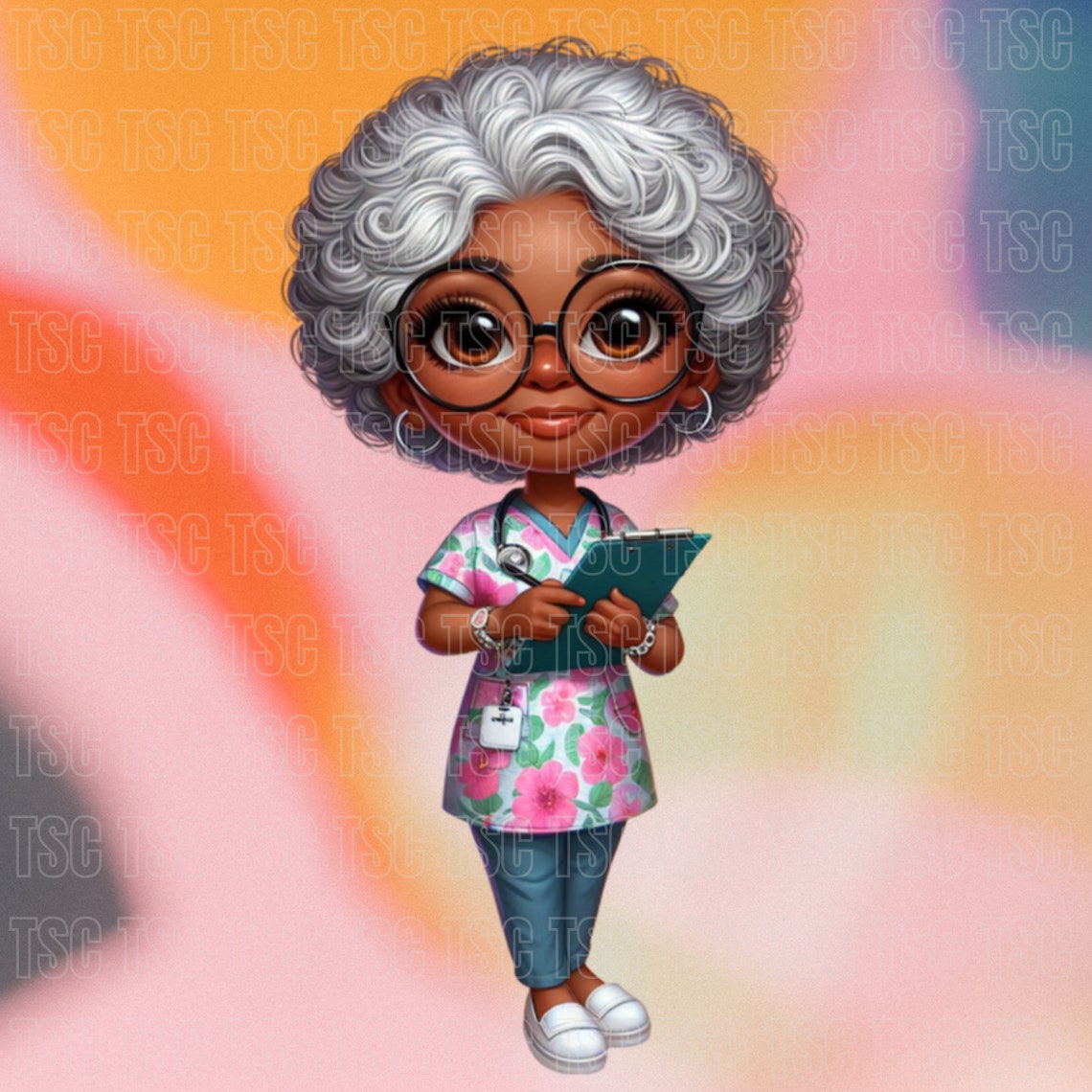 Black Nurse Clipart, Senior Nurse Clipart, Nursing Clipart, Black Girl ...