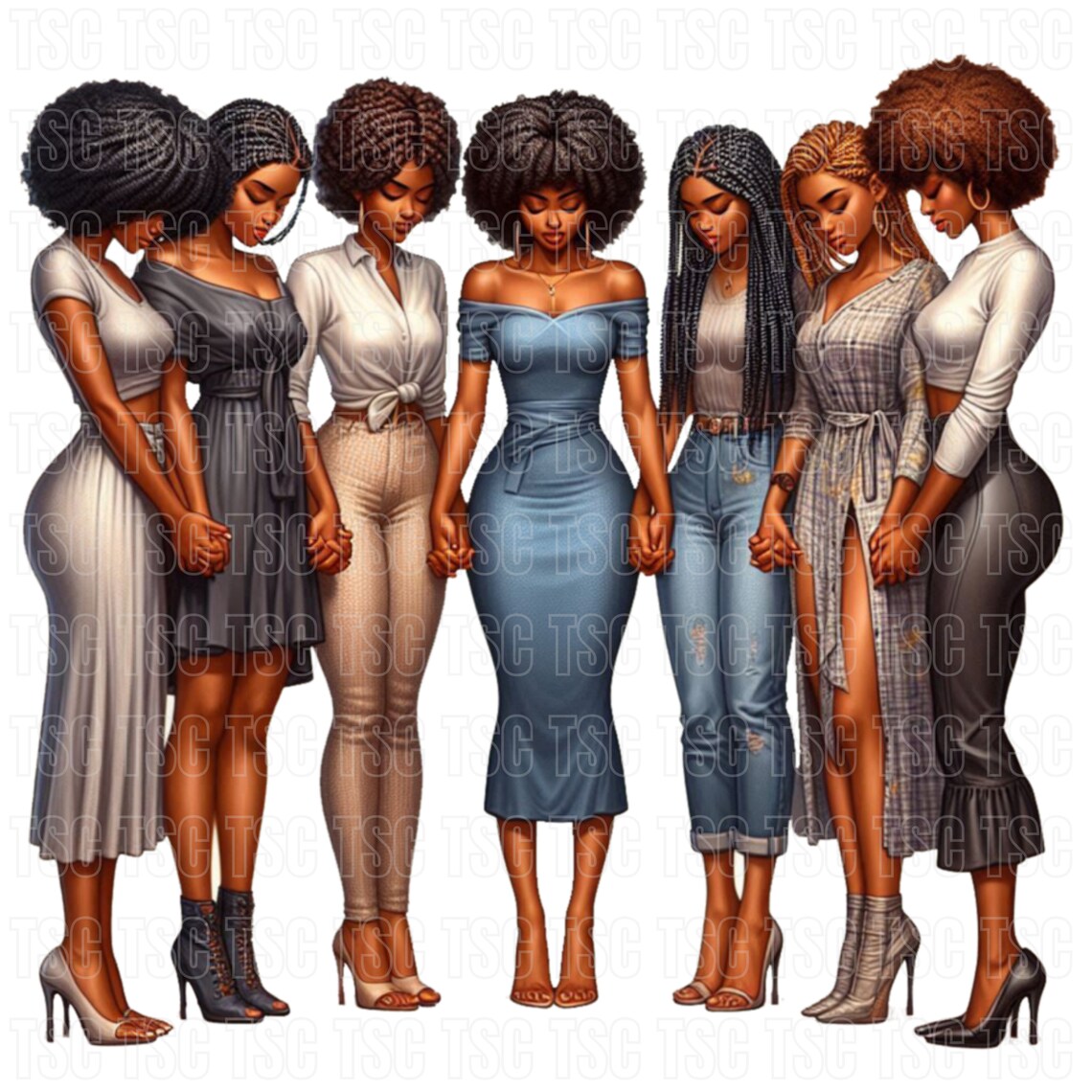 Praying Black Women Clipart, Black Woman Praying Clipart, Church Lady Clipart, Christian Women ...