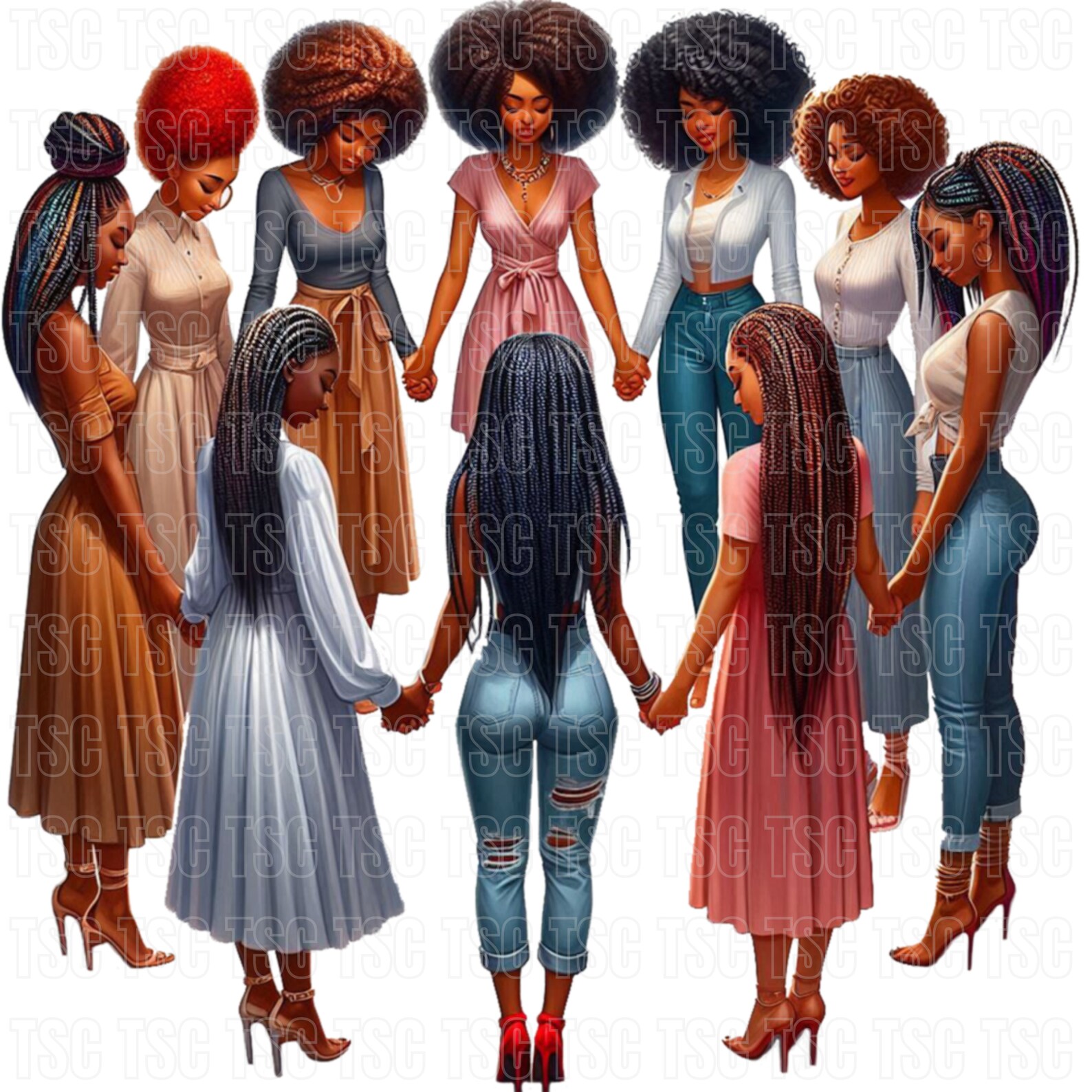 Praying Black Women Clipart, Black Woman Praying Clipart, Church Lady Clipart, Christian Women ...