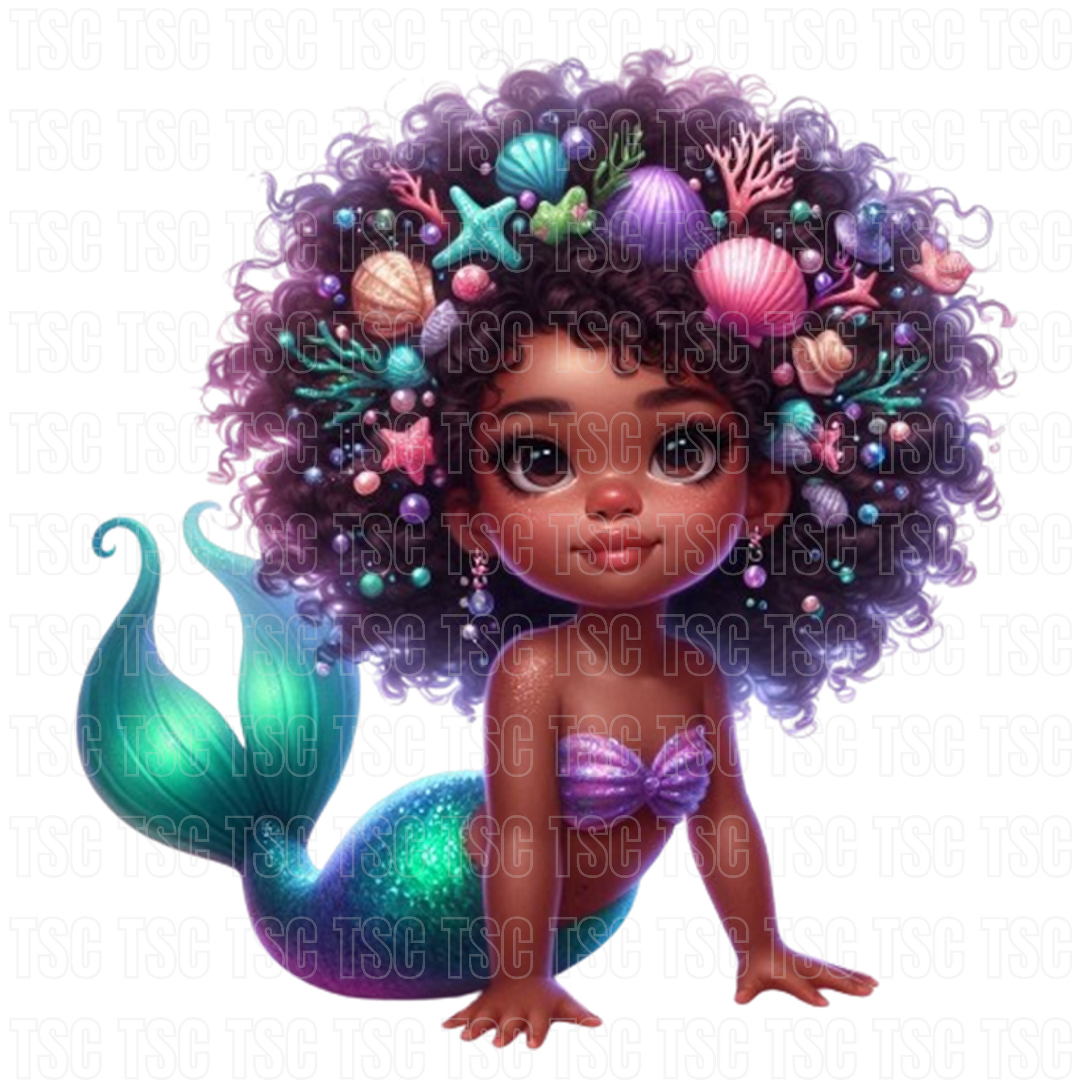 Black Mermaid, Mermaid Clipart, Afro Baby Mermaid, Black Girl Mermaid ...