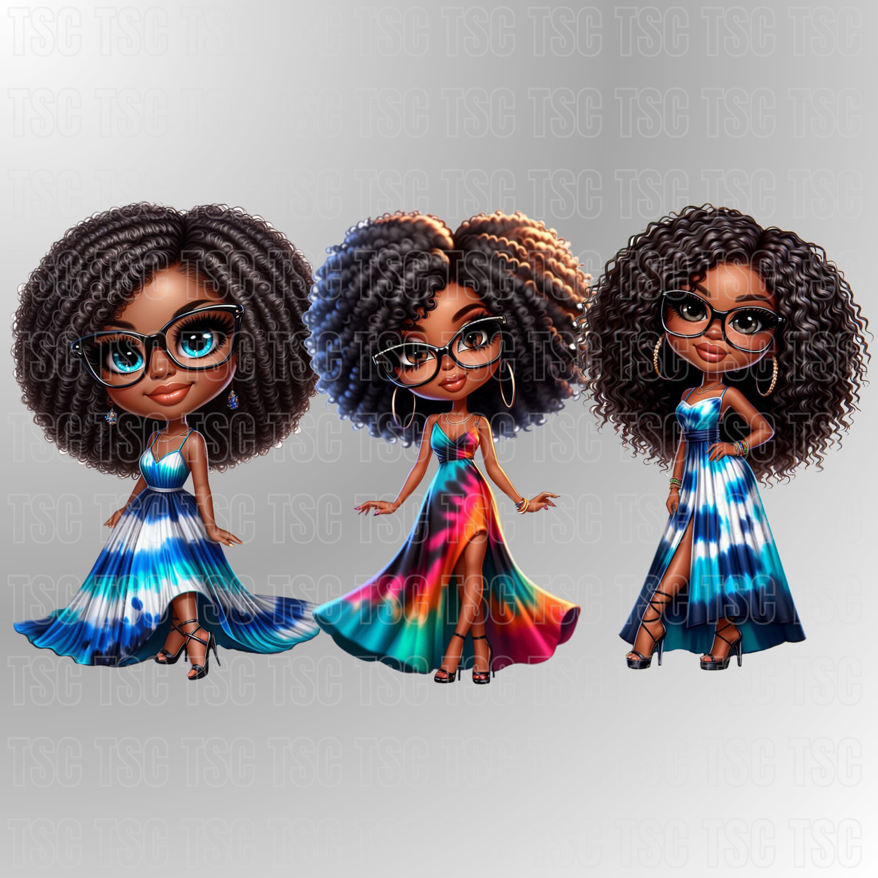 Maxi Dress Clipart, Fashion Girl Clipart, Black Girl Clipart, Boss Lady ...