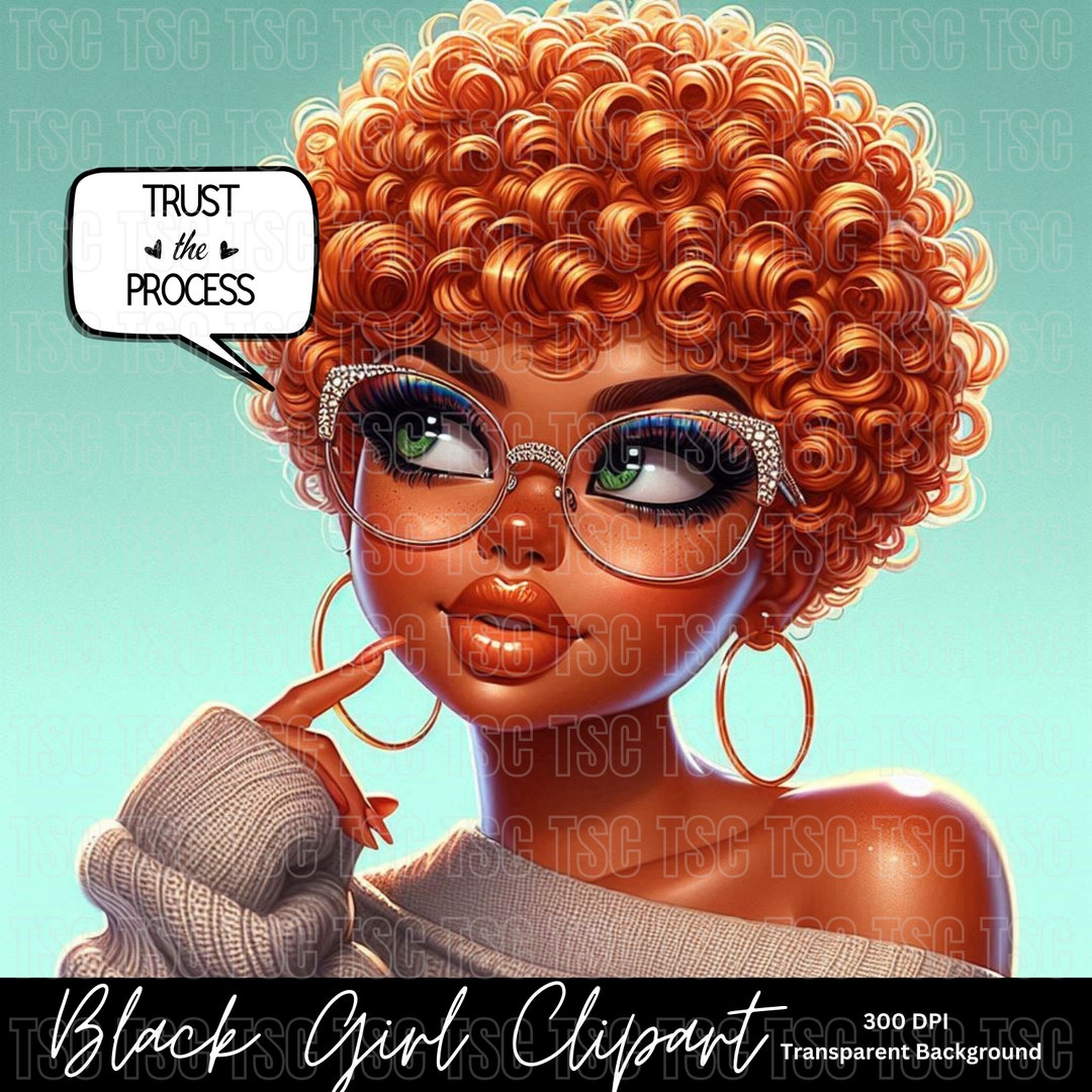 Black Girl Clipart Afro Girl Clipart Denim Girl Clipart Chibi Doll Clipart Curvy Girl