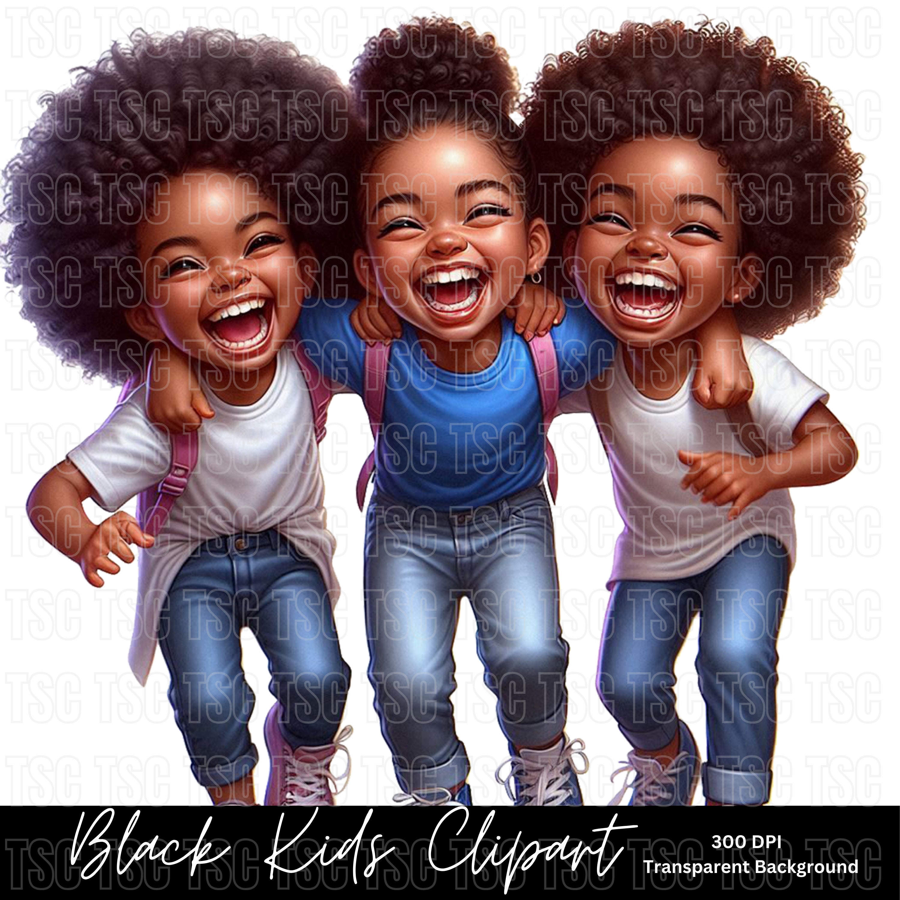 Kids Clipart, Black Kids Clipart, Afro Kids Clipart, Back to School ...