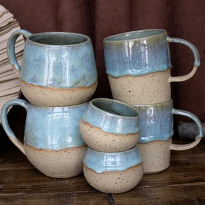 Blue Colored Ceramic, Mug With Handle, Coffee Mug, Natural Design Mug ...