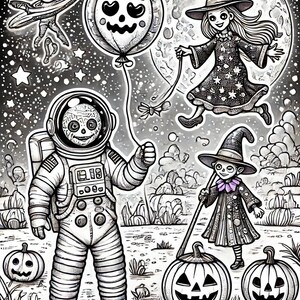 Halloween in Space Coloring Book for Children - Etsy