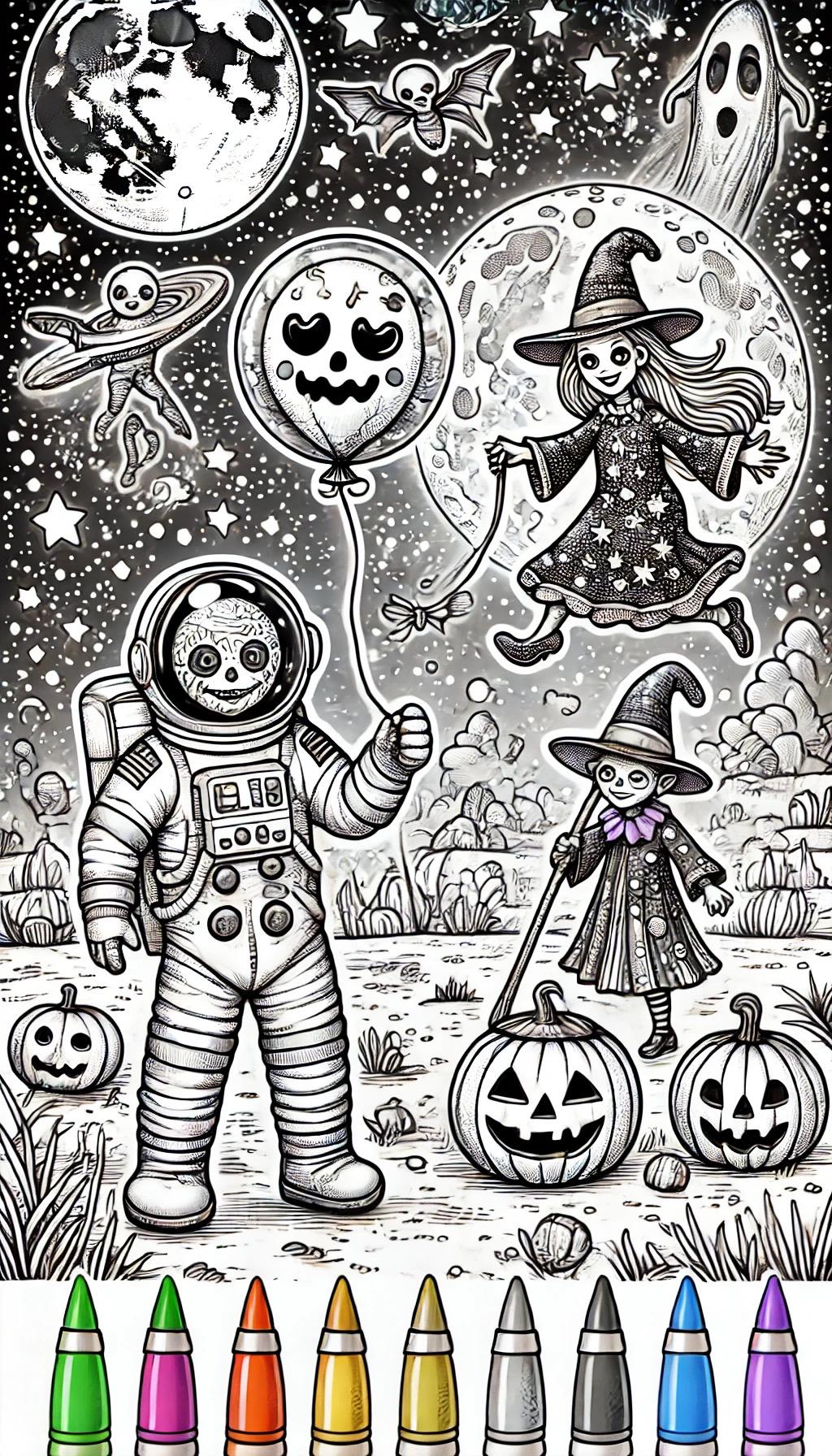 Halloween in Space Coloring Book for Children - Etsy