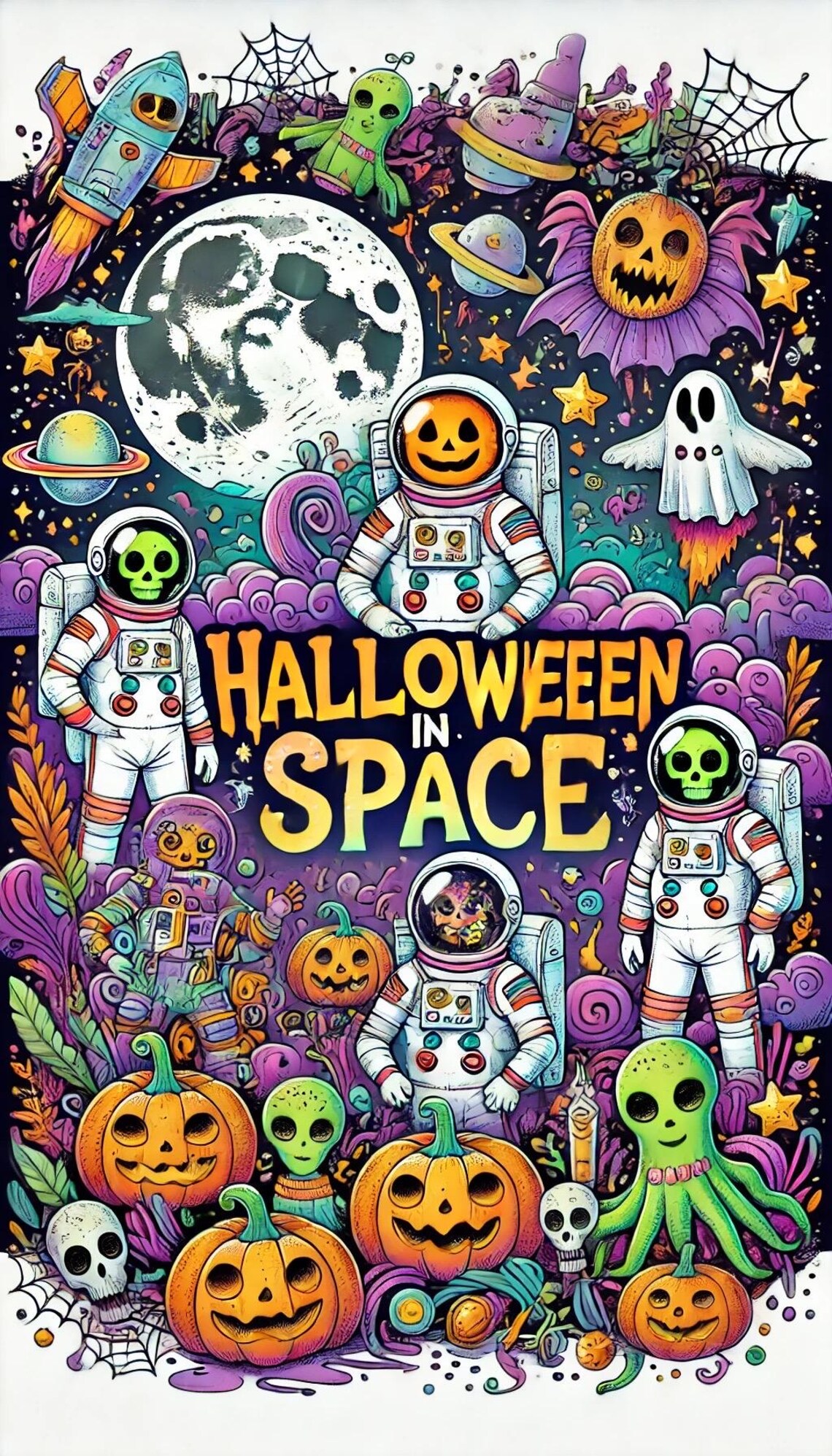Halloween in Space Coloring Book for Children - Etsy