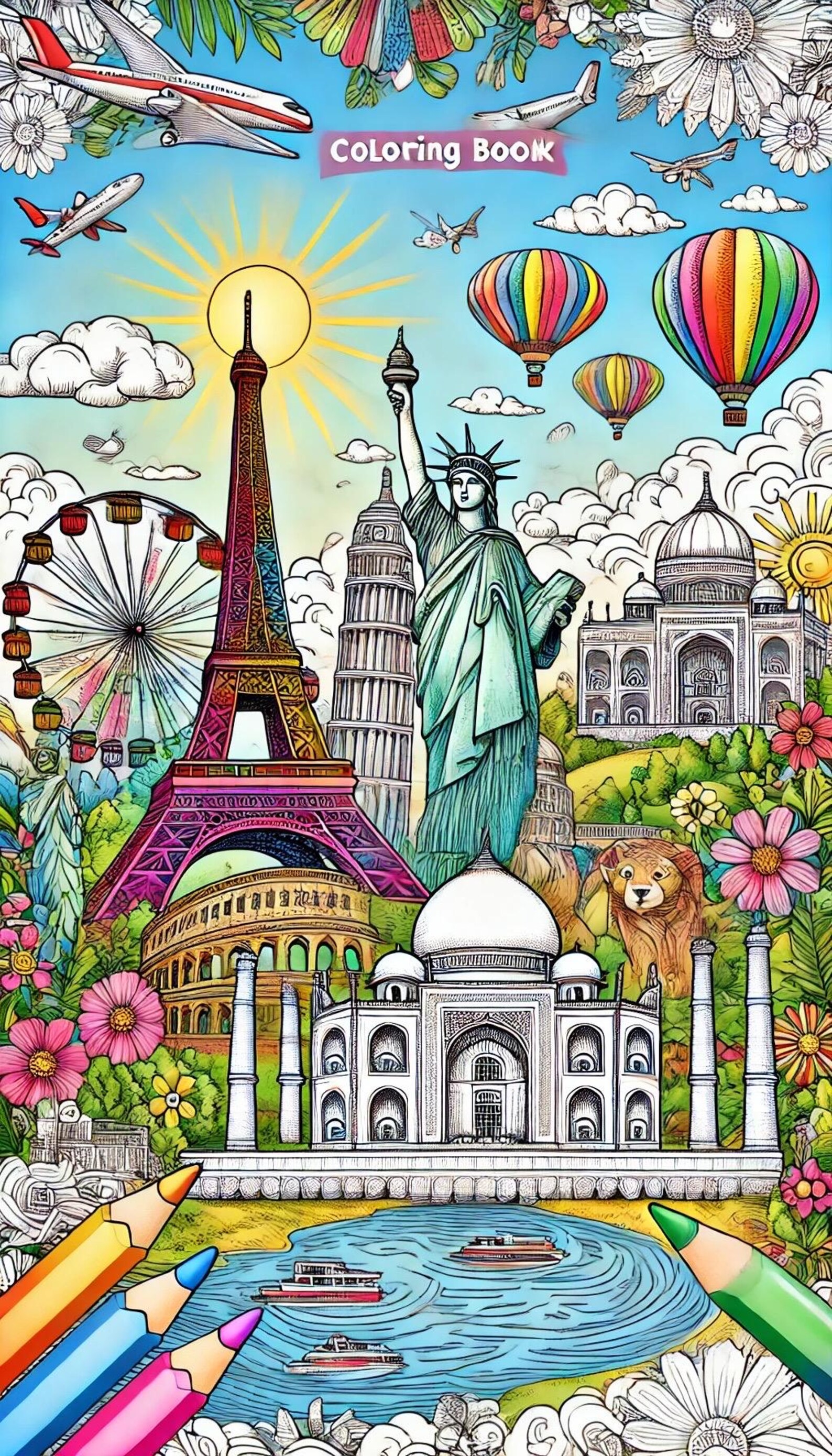 Coloring for Adult: Famous Landmarks Around the World - Etsy