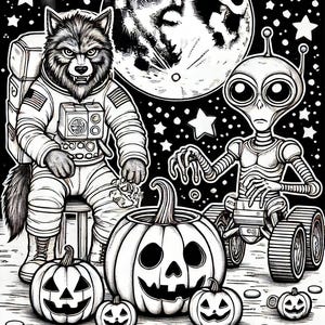 Halloween in Space Coloring Book for Children - Etsy