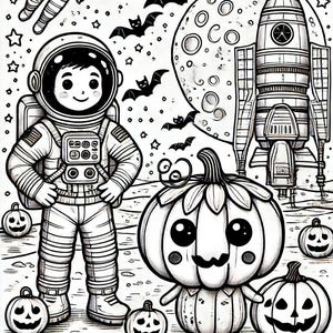 Halloween in Space Coloring Book for Children - Etsy