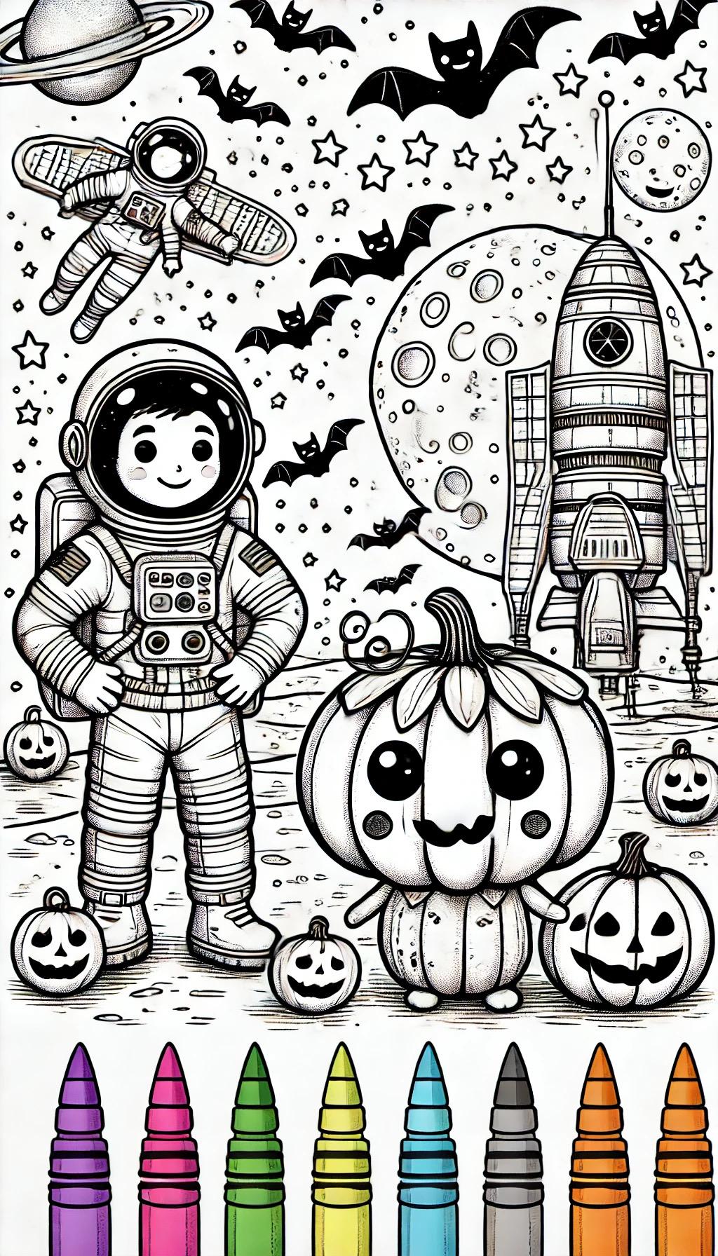 Halloween in Space Coloring Book for Children - Etsy