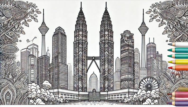 Coloring Malaysia: Tourist Spots Around Malaysia. Coloring Book for ...
