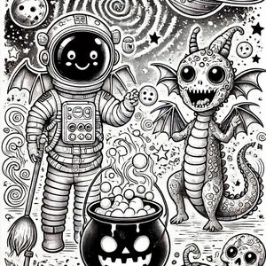 Halloween in Space Coloring Book for Children - Etsy