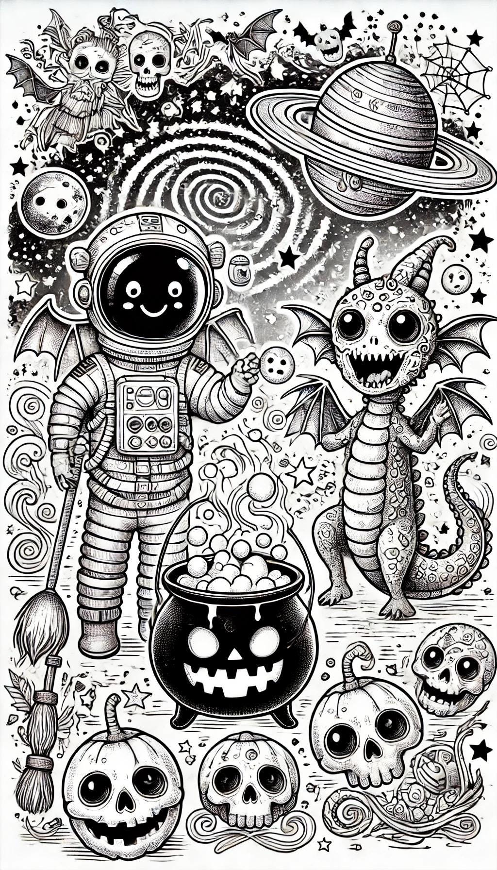Halloween in Space Coloring Book for Children - Etsy