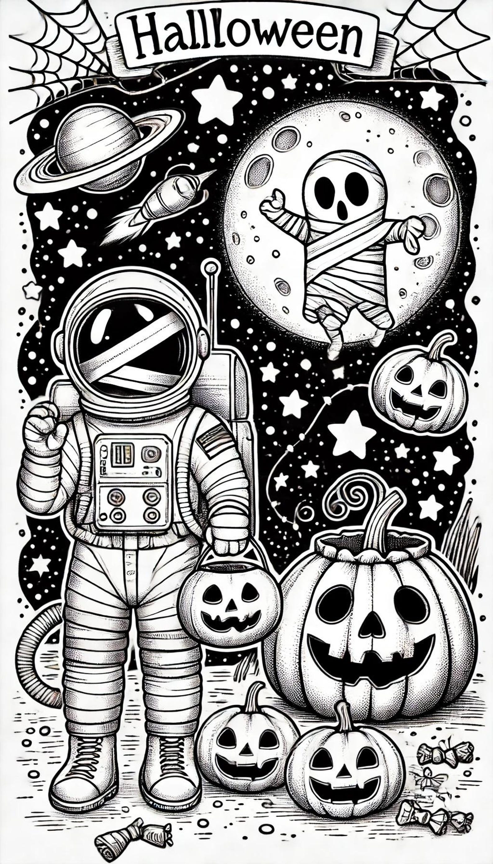 Halloween in Space Coloring Book for Children - Etsy