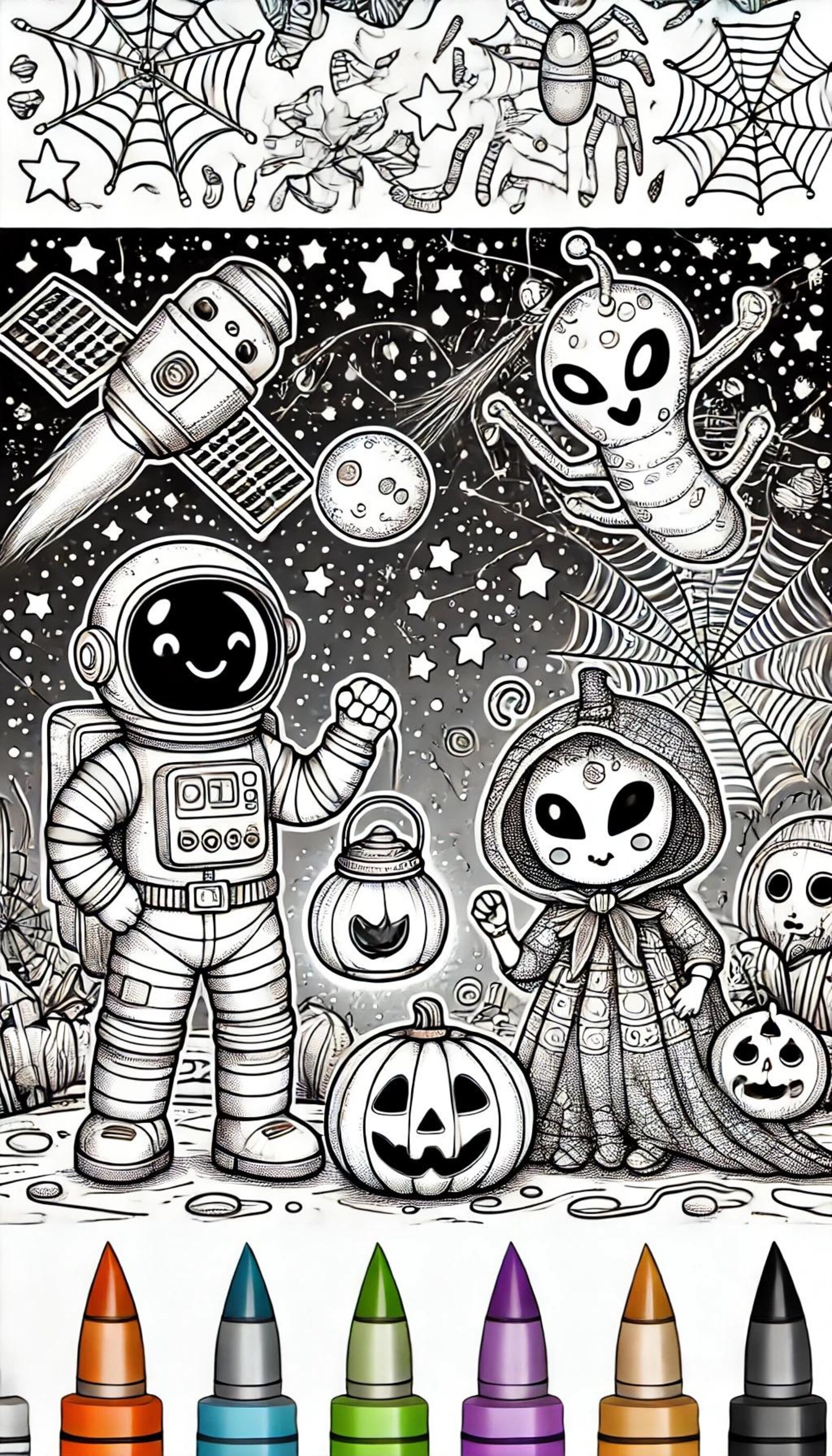 Halloween in Space Coloring Book for Children - Etsy