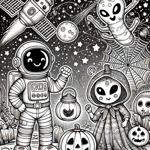 Halloween in Space Coloring Book for Children - Etsy