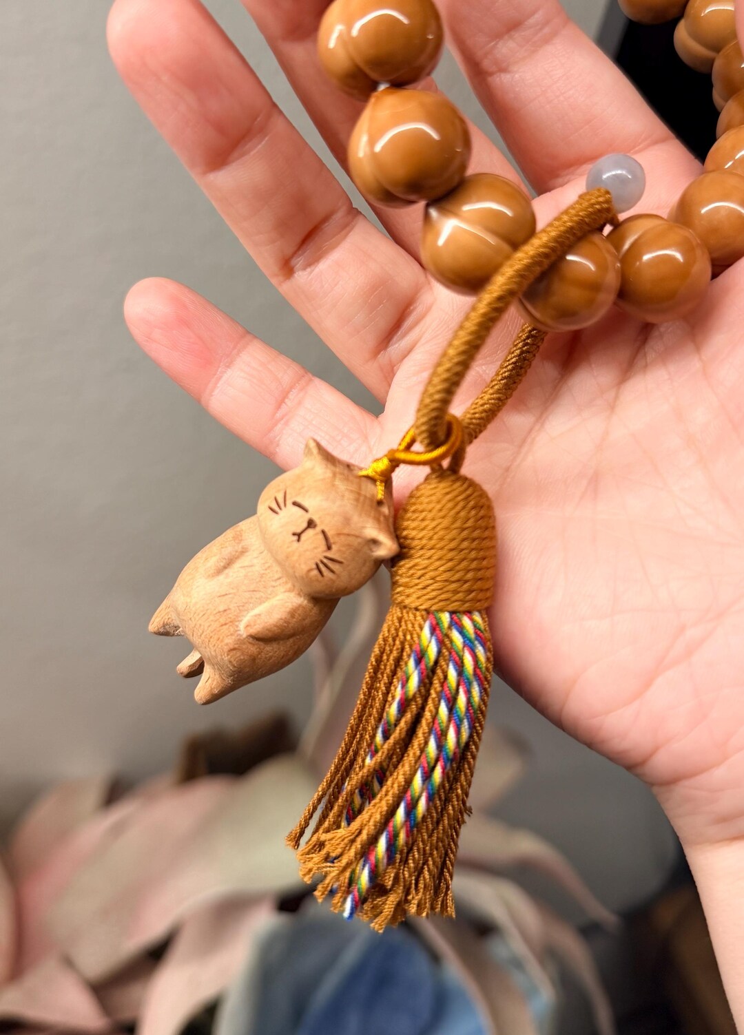 Wooden Cat Keychain With Tassel | Lucky Cat Bag Charm | Handmade Cute ...