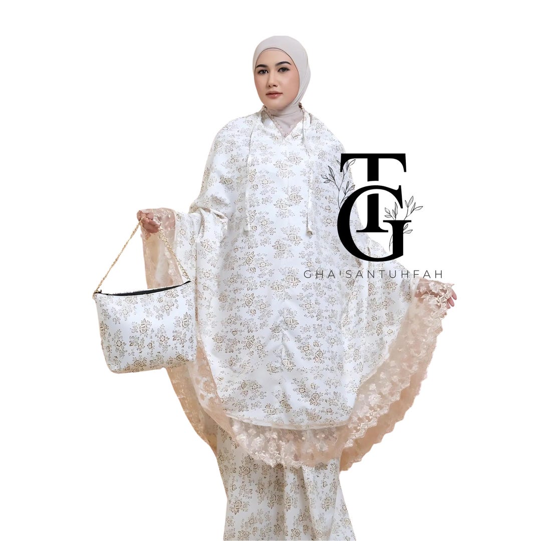 Luxurious Lace 2in1 Cotton Foil Adult Mukena, Mukena for Women, Muslim ...