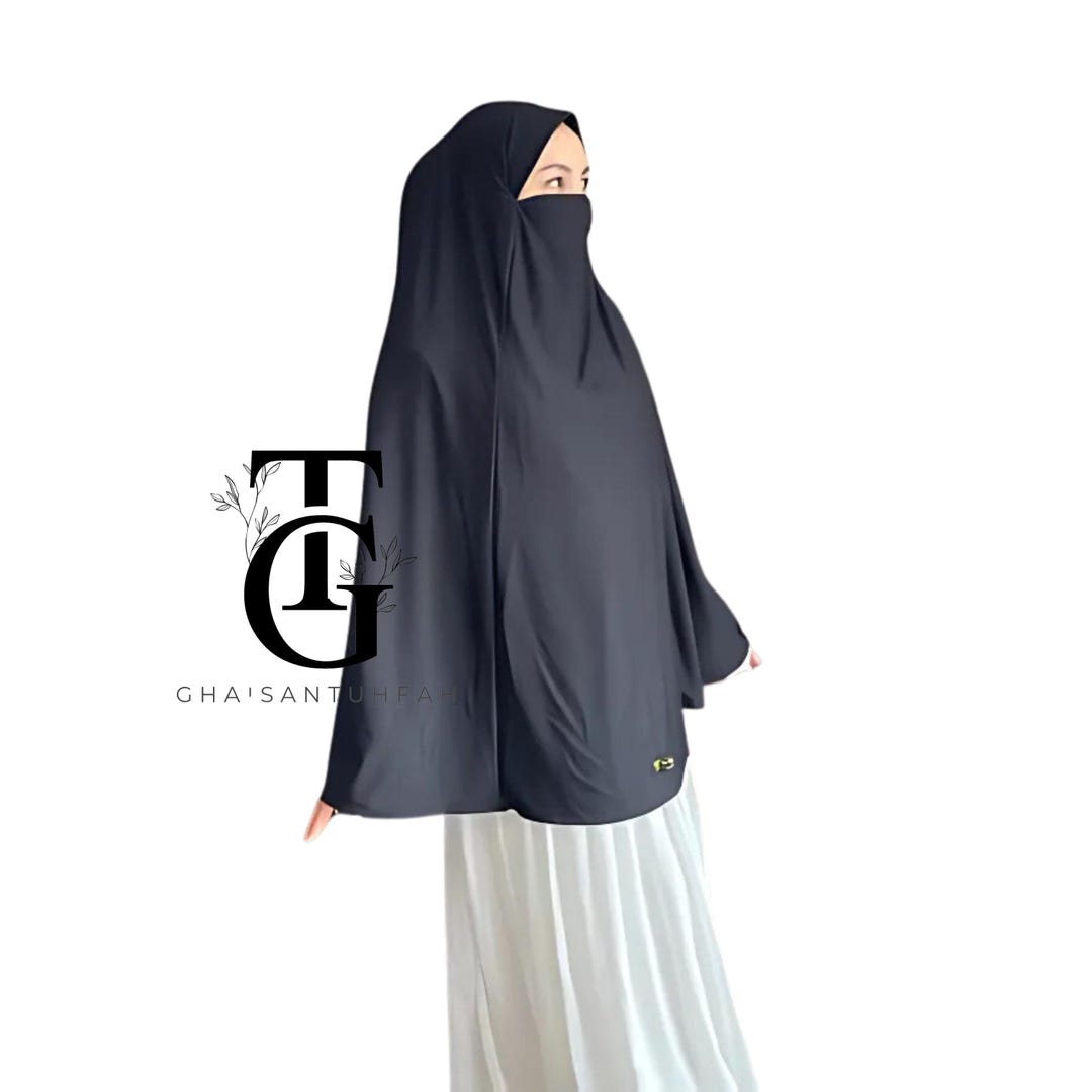 French Khimar Niqab Veil, Medina Syari Jumbo Instant Bergo Veil, Modest ...