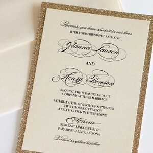 Gold Glitter Wedding Invitation Modern Wedding Card Elegant Wedding ...